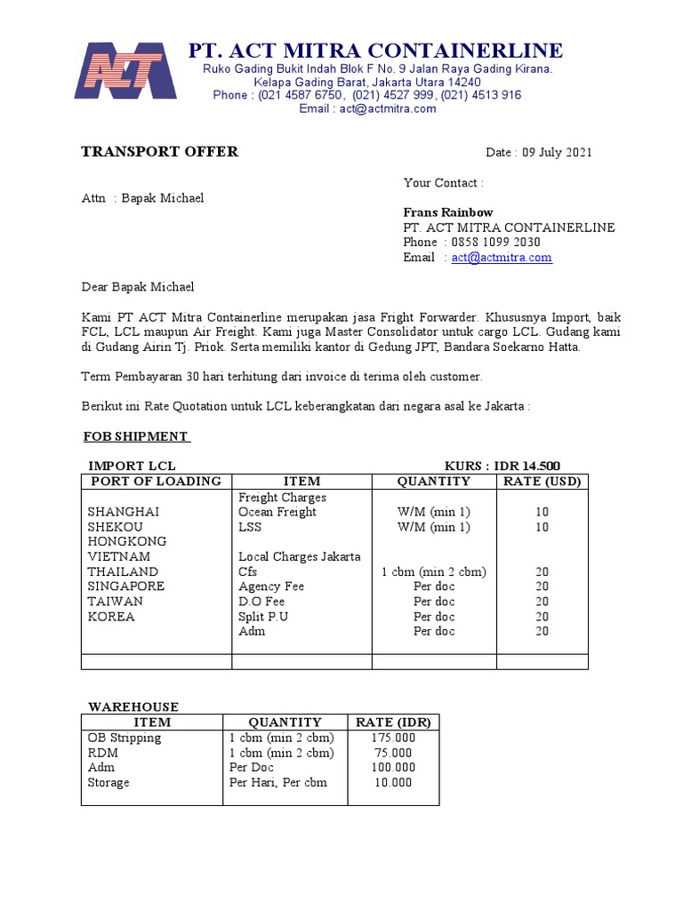 Quotation Pt. MBM | PDF | Bisnis | Teknologi & Rekayasa