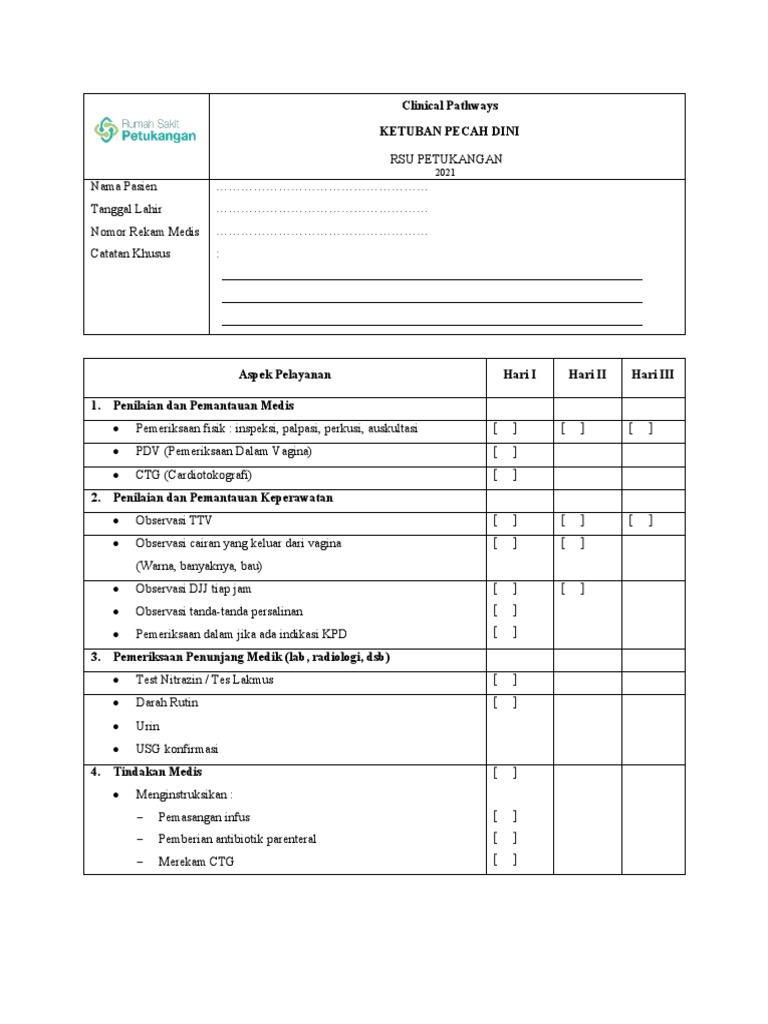 Clinical Pathway KPD (PROM & PPROM) | PDF