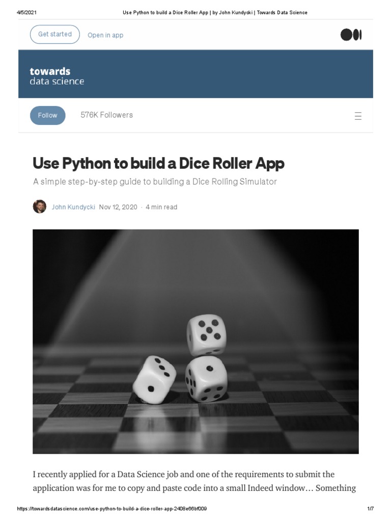 Rolling Dice Python | PDF | Python (Programming Language) | Mobile App