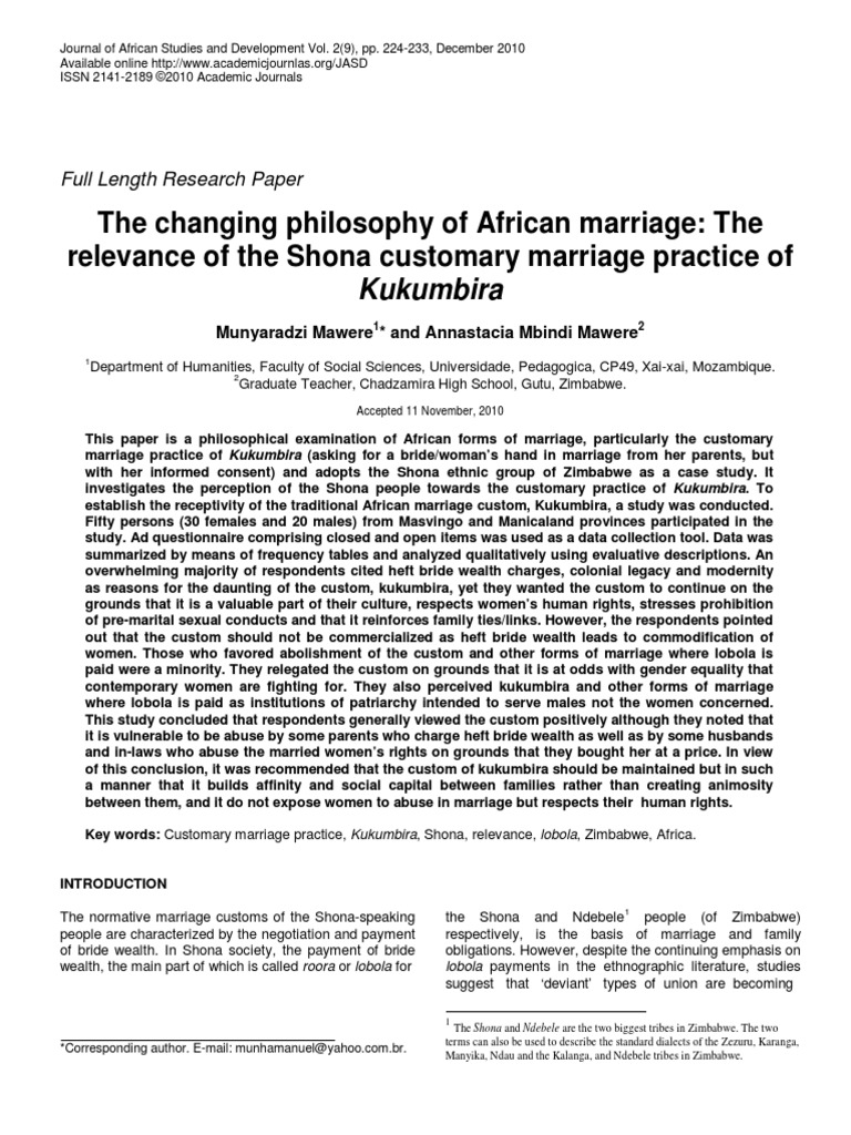 Article1380012233 - Mawere and Mawere | PDF | Marriage | Social ...