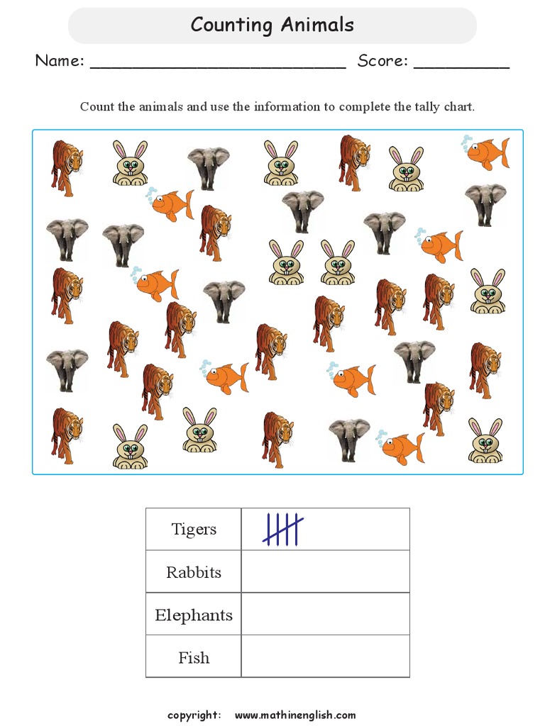 Name: - Score: - : Count The Animals and Use The Information To ...