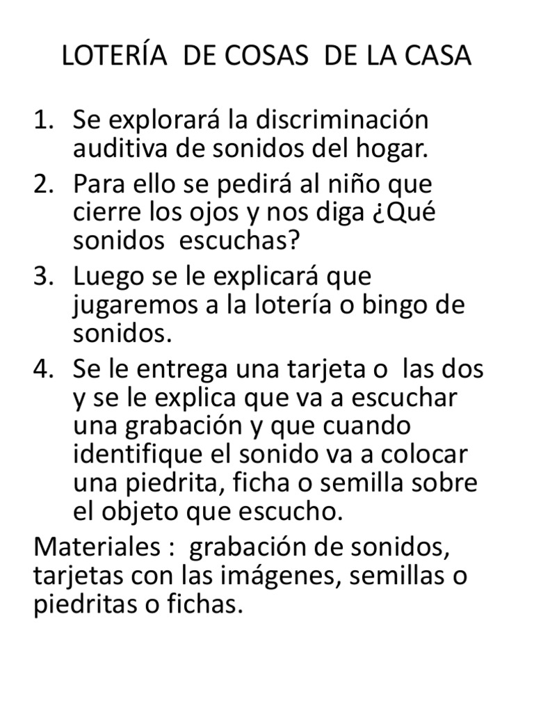 Loteria de Sonidos Casa 18 | PDF