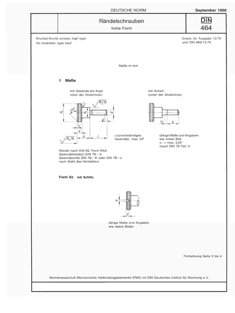 Din 464 1986-09 | PDF