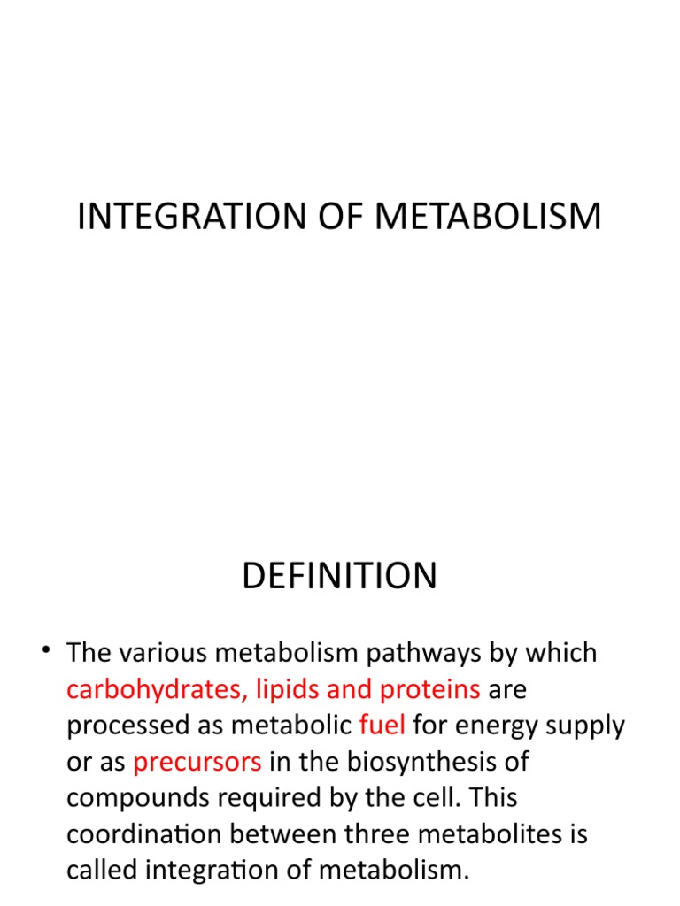 Integration of Metabolism | PDF | Metabolism | Pyruvic Acid