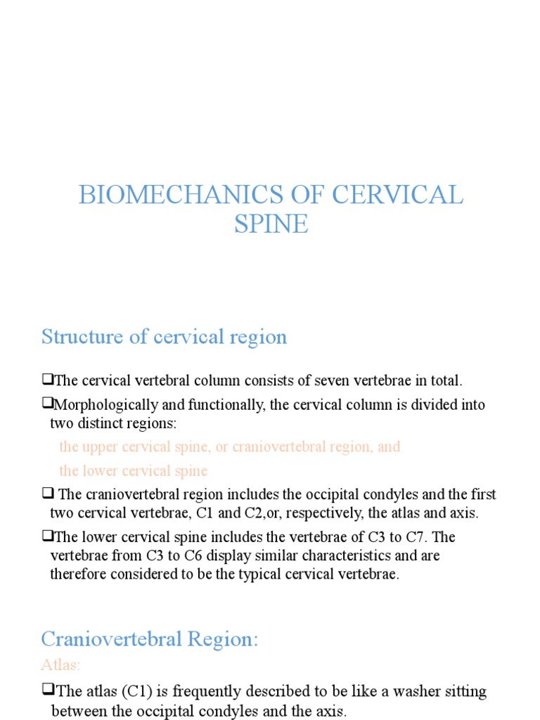 Biomechanics of Cervical Spine | PDF | Vertebra | Vertebral Column