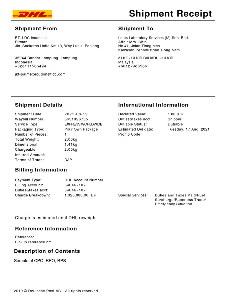 Shipment Receipt: Shipment From Shipment To | PDF