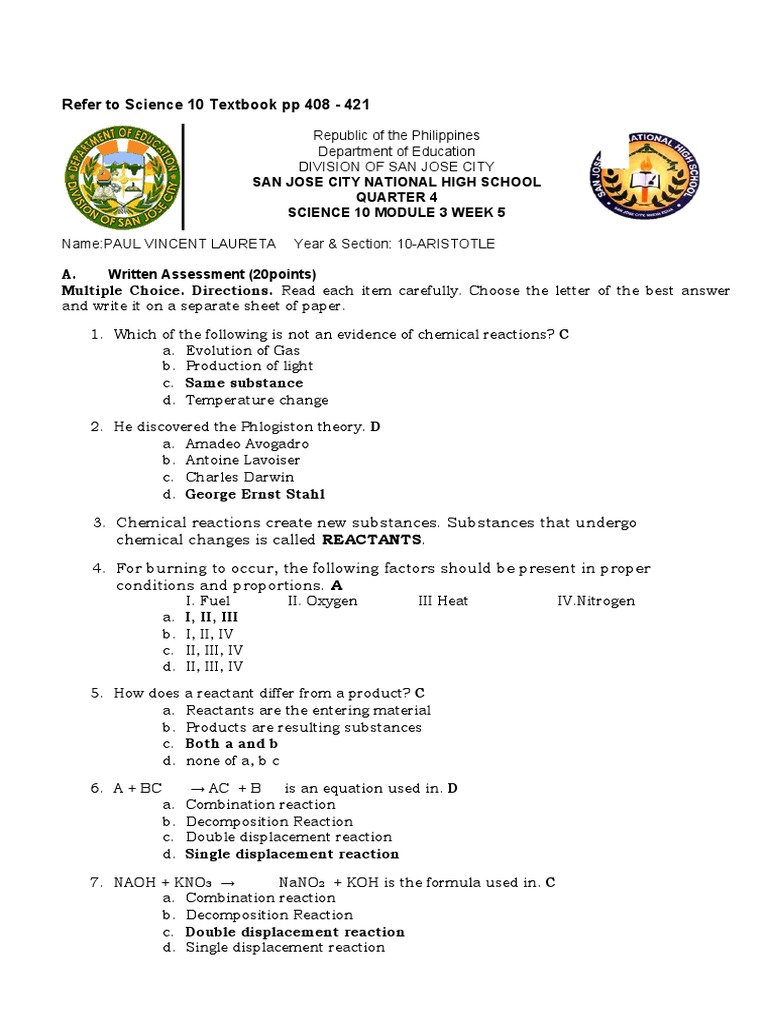 Paul Vincent Laureta - GAT-Week 5 | PDF | Chemical Reactions | Chemical Substances