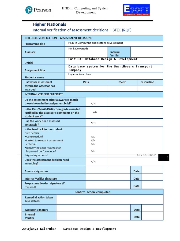 HND Database Design Assignment | PDF | Databases | Relational Database