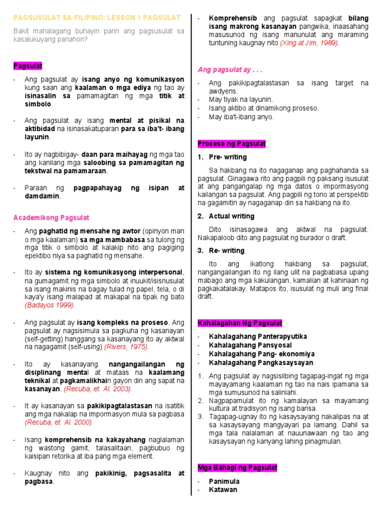 Lesson 1 Pagsulat | PDF