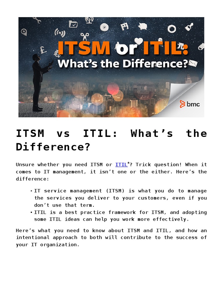 ITSM Vs ITIL What's The Difference | PDF | It Service Management ...