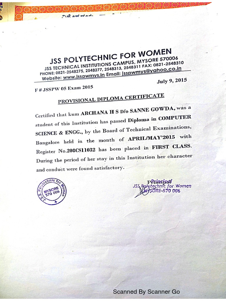 Diploma Provisional Certificate | PDF