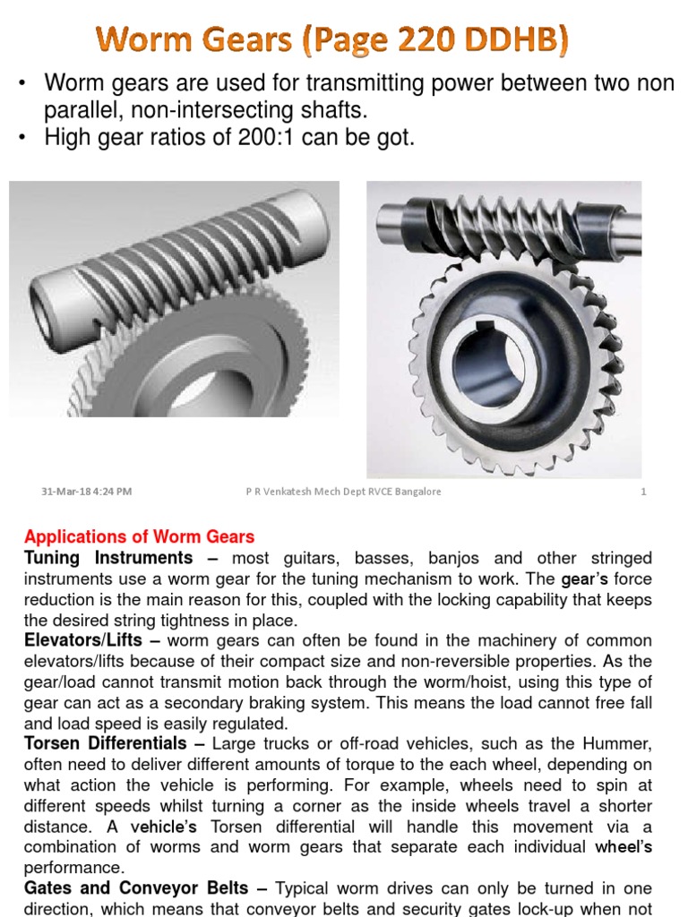 Worm Gears | PDF | Gear | Kinematics