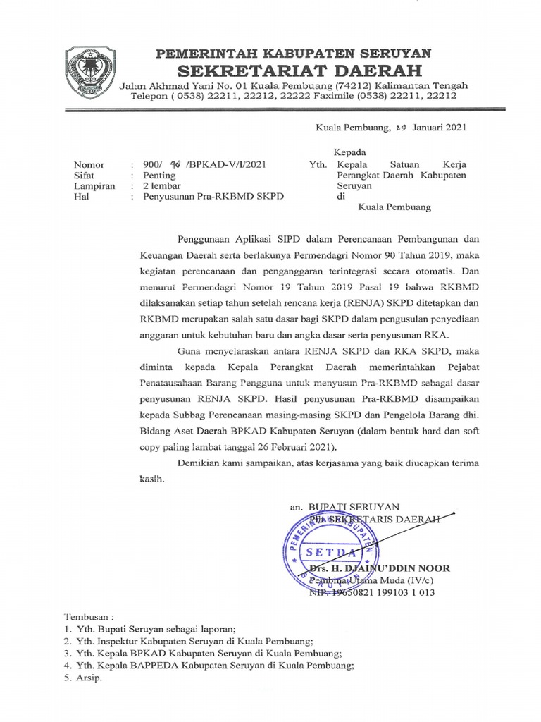 Surat Penyusunan RKBMD | PDF