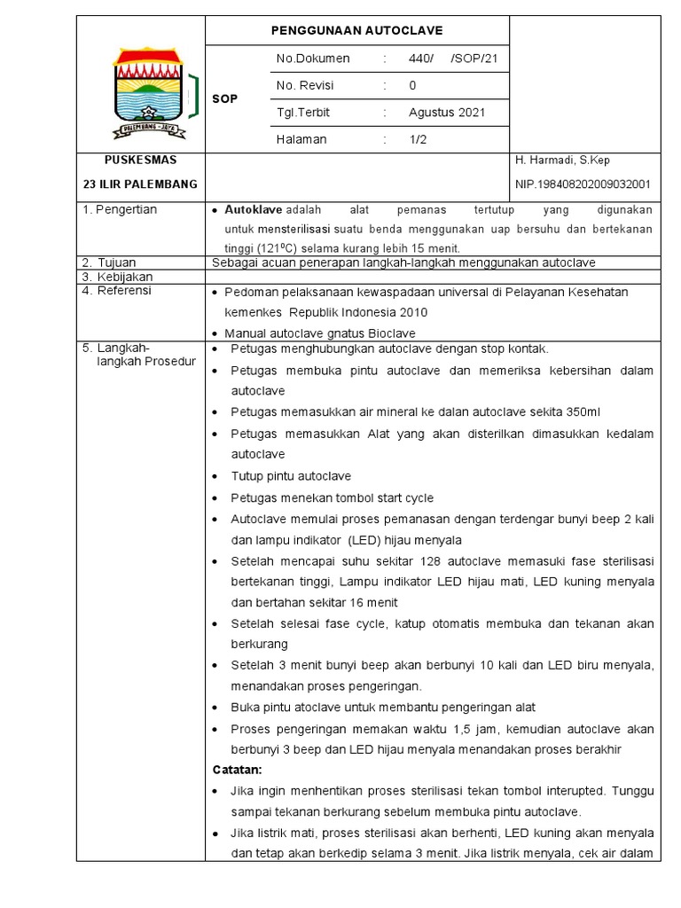SOP Penggunaan Autoclave | PDF
