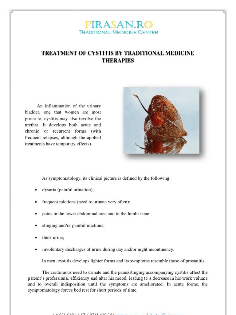 Treatment of Cystitis by Traditional Medicine Therapies | PDF | Urinary ...