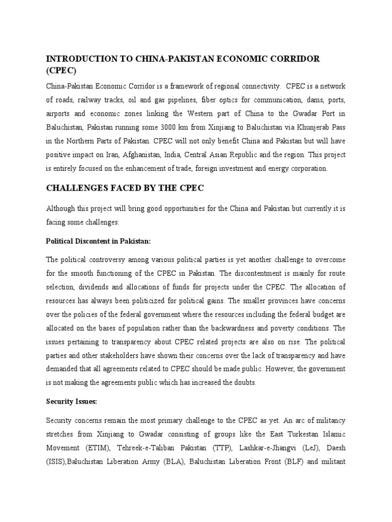 CPEC: Challenges & Recommendations | PDF | International Relations ...