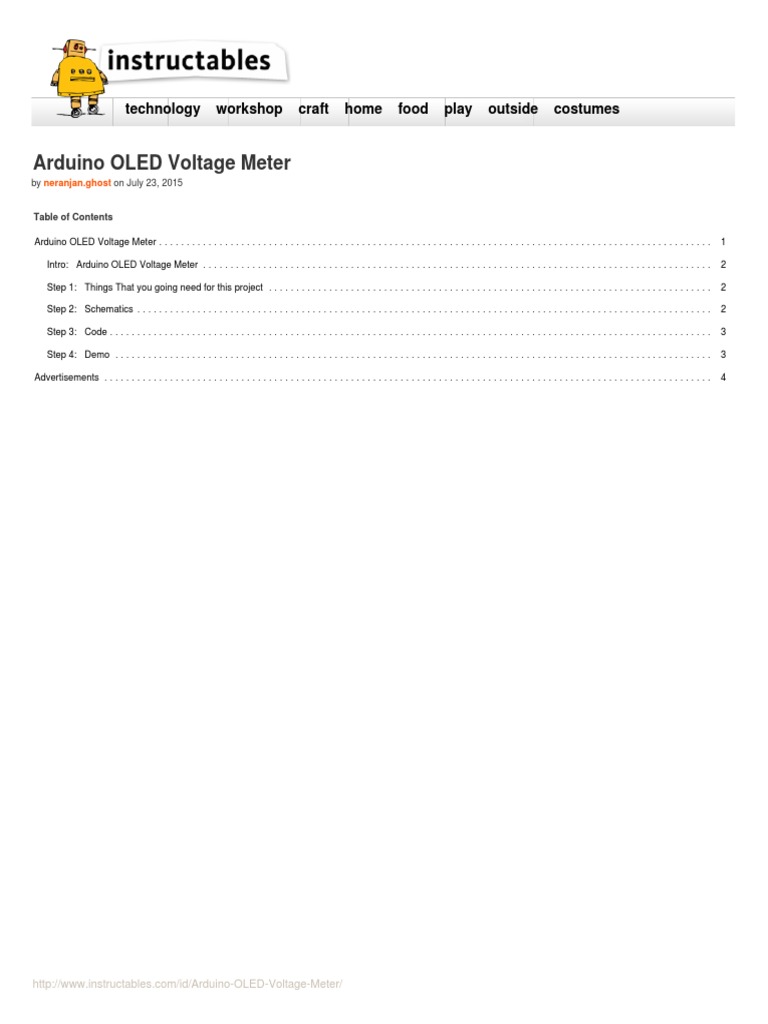 Arduino Oled Voltage Meter Pdf Arduino Computing