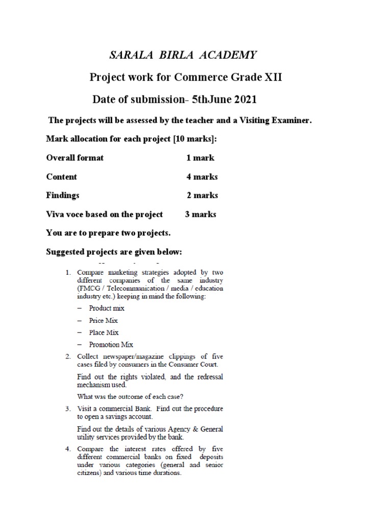Commerce Project Sheet XII Com 2 | PDF | Art