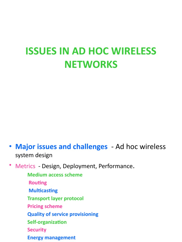 Issues In Ad Hoc Wireless Networks Pdf Wireless Ad Hoc Network Computer Network 