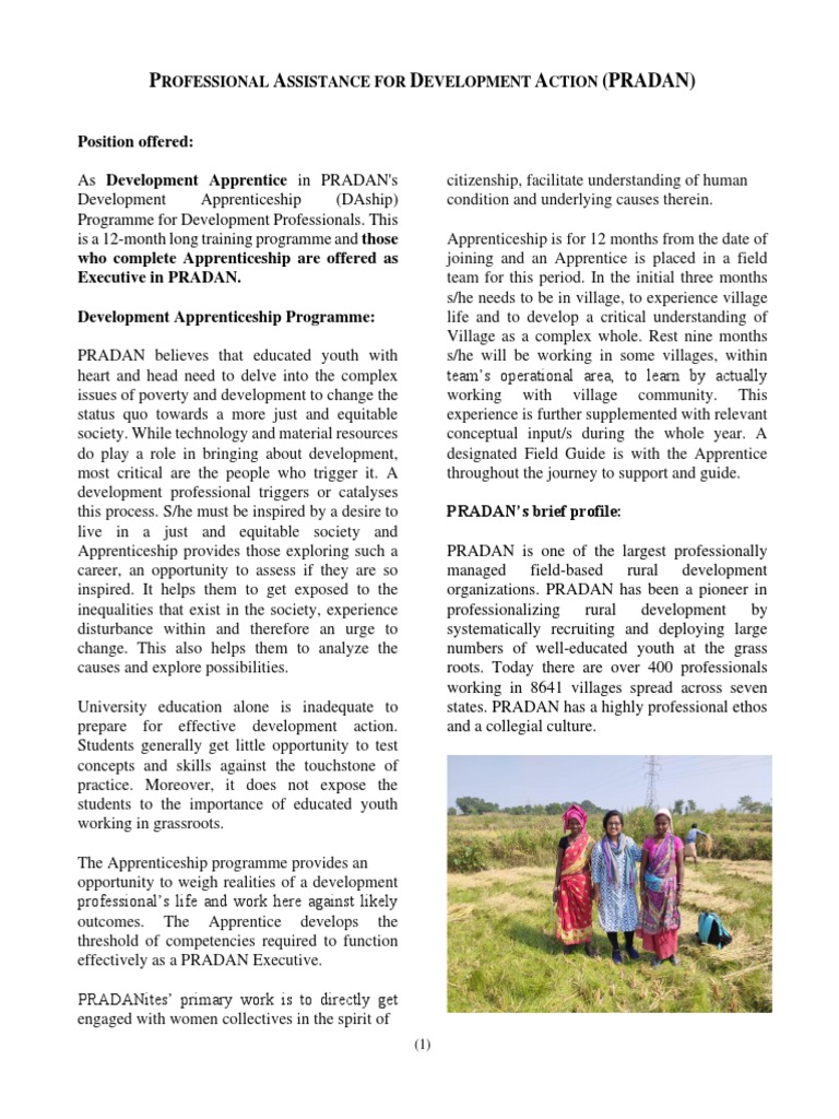 P A D A (Pradan) : Position Offered | PDF | Academic Degree ...