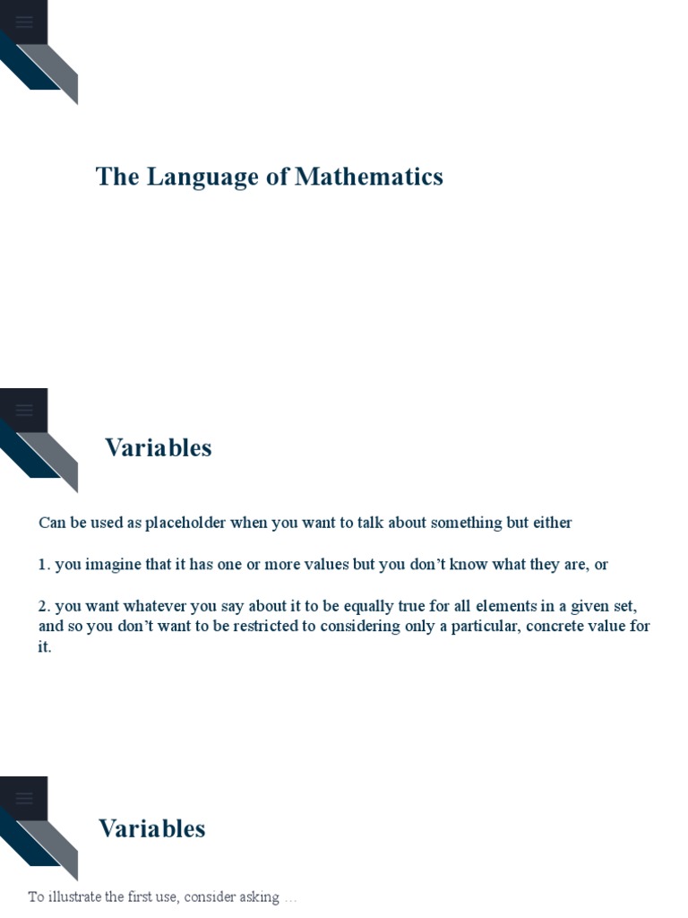 02 The Language of Mathematics | PDF | Set (Mathematics) | Integer