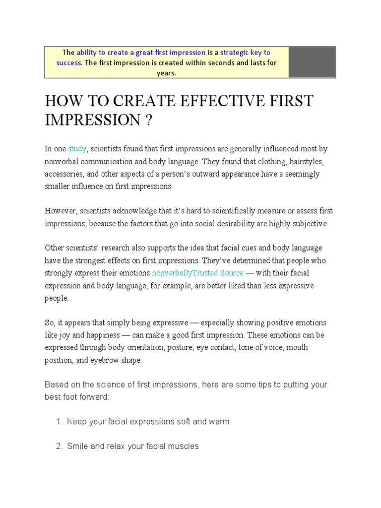 Science of Great First Impressions | PDF