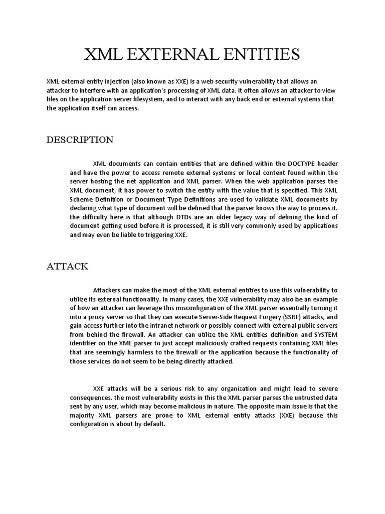 XML External Entities | PDF | Xml | Computing