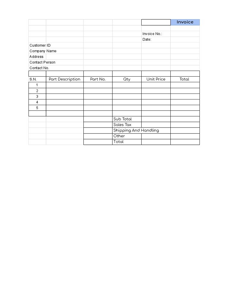 Invoice Spare Parts - Sheet1 | PDF