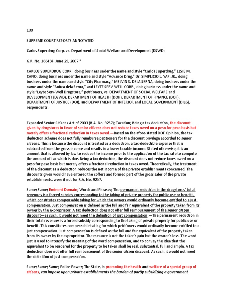 Supreme Court Ruling on Senior Citizen Discounts | PDF | Tax Deduction ...