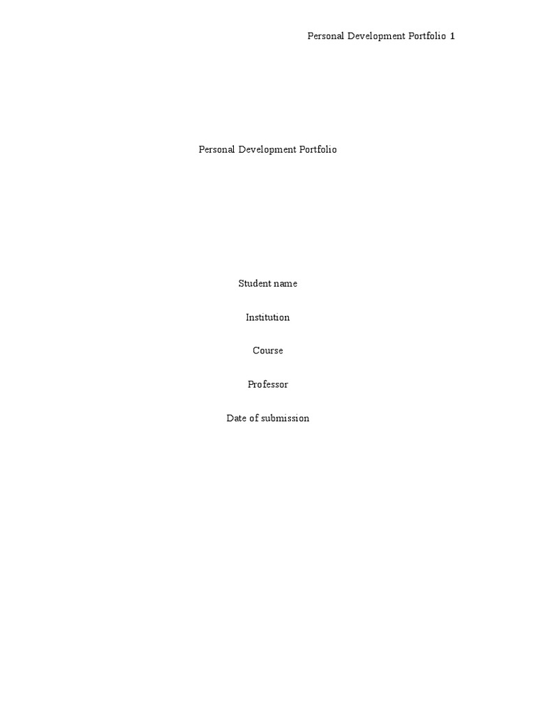 Personal Development Portfolio Overview | PDF | Learning ...