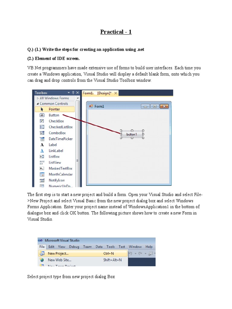 Practical - 1: (2.) Element of IDE Screen | PDF | Window (Computing ...