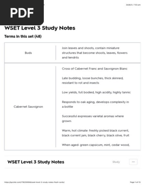 WSET Level Study Notes Flashcards Quizlet PDF Grape Vitis, 60% OFF