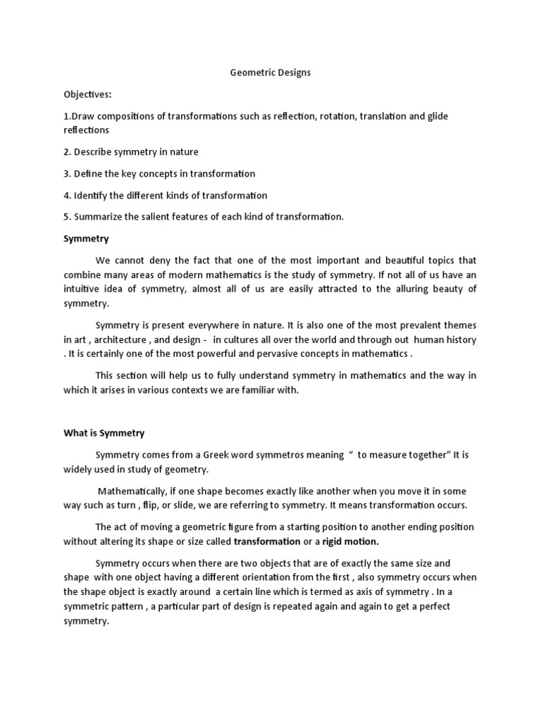 Geometric Designs - Symmetry | PDF | Symmetry | Shape