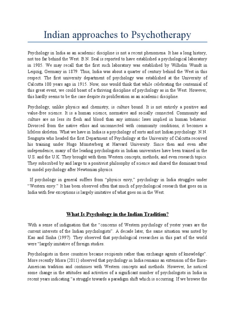 Indian Approaches To Psychotherapy | PDF | Meditation | Relaxation ...
