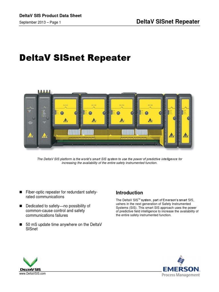 DeltaV SISnet Repeater | PDF | Computer Network | Optical Fiber