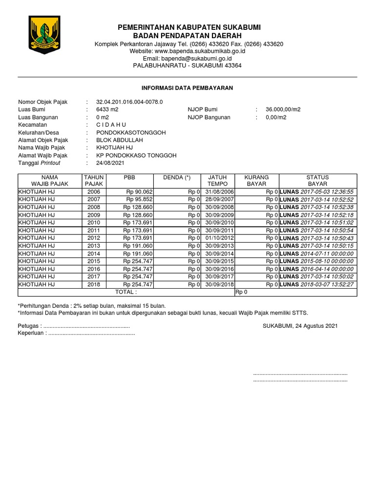Data Tagihan PBB | PDF