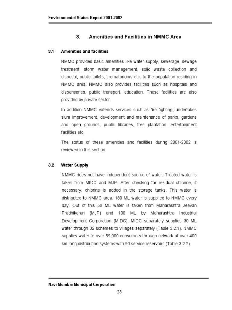 NMMC Environmental Status Report 2001-2002 | PDF | Sewage Treatment ...