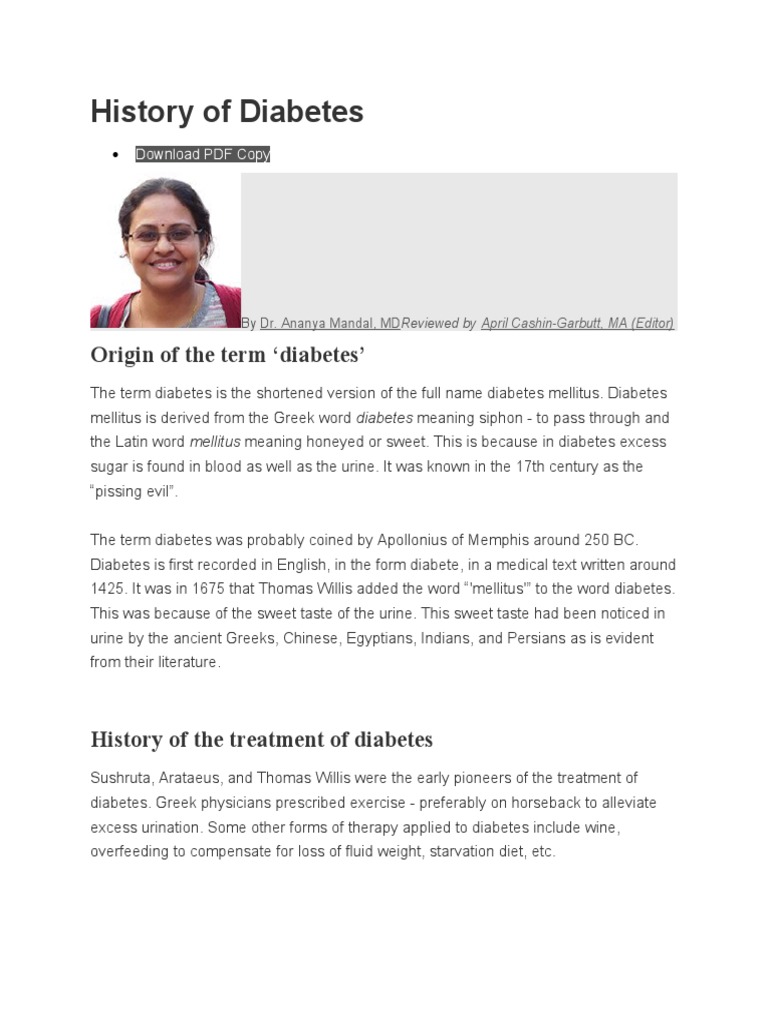 Origins and History of Diabetes | PDF | Insulin | Diabetes