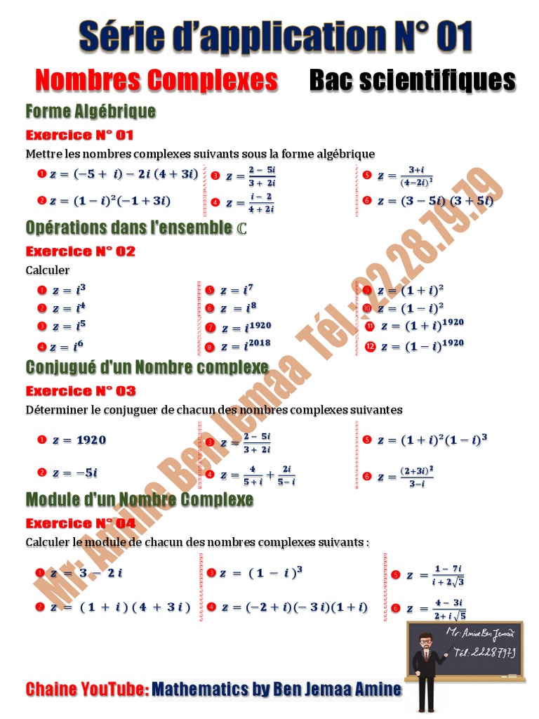Série D'application N 01 Nombres Complexes (Bac Scientifiques) | PDF | Nombre complexe | Triangle