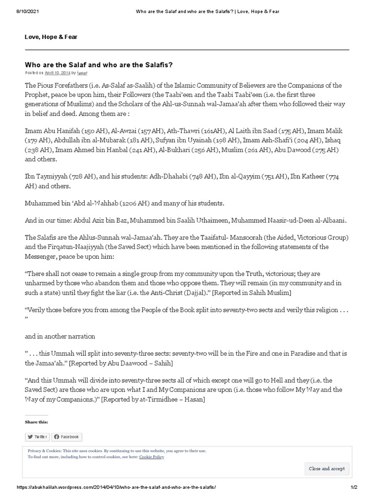 Understanding Salaf and Salafis Explained | PDF | Salafi Movement ...