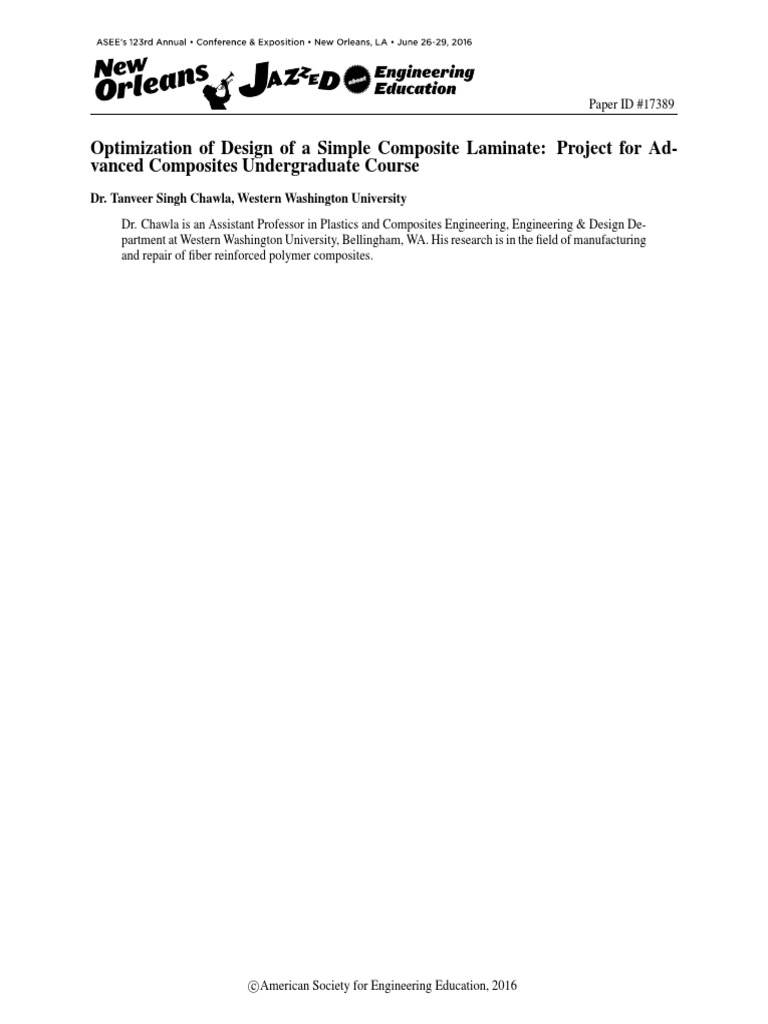 Optimization of Design of A Simple Composite Laminate Project For ...