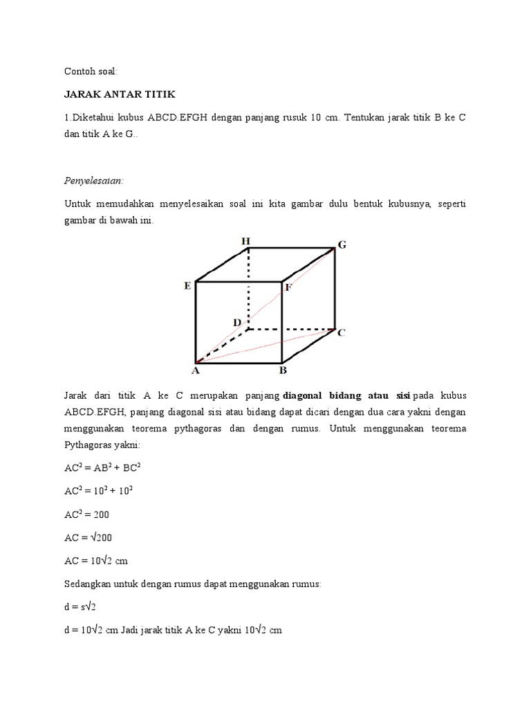 Contoh Soal Dan Jawaban Jarak Antar Titik | PDF
