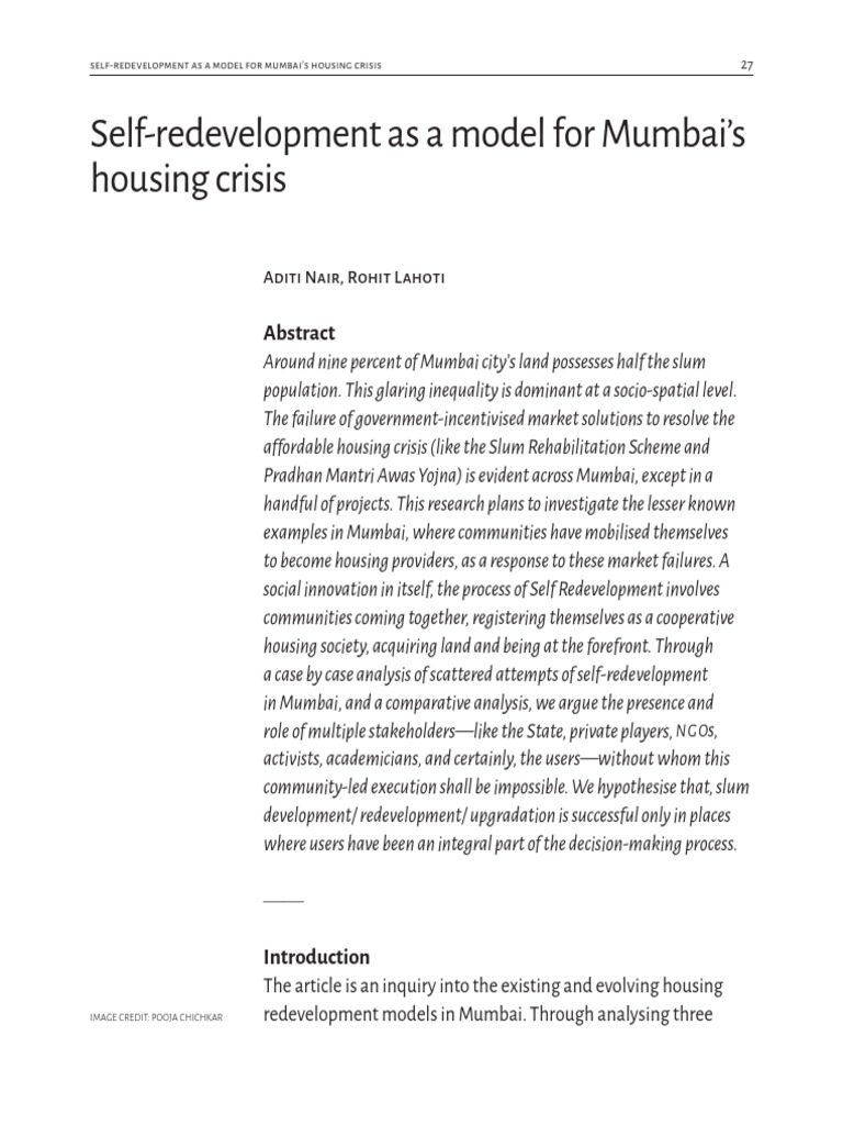 02 Self-Redevelopment As A Model For Mumbai's Housing Crisis - Aditi ...