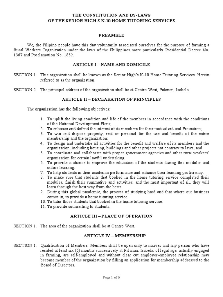 Edited Sample-Constitution-And-By-Laws | PDF | Board Of Directors | Banks