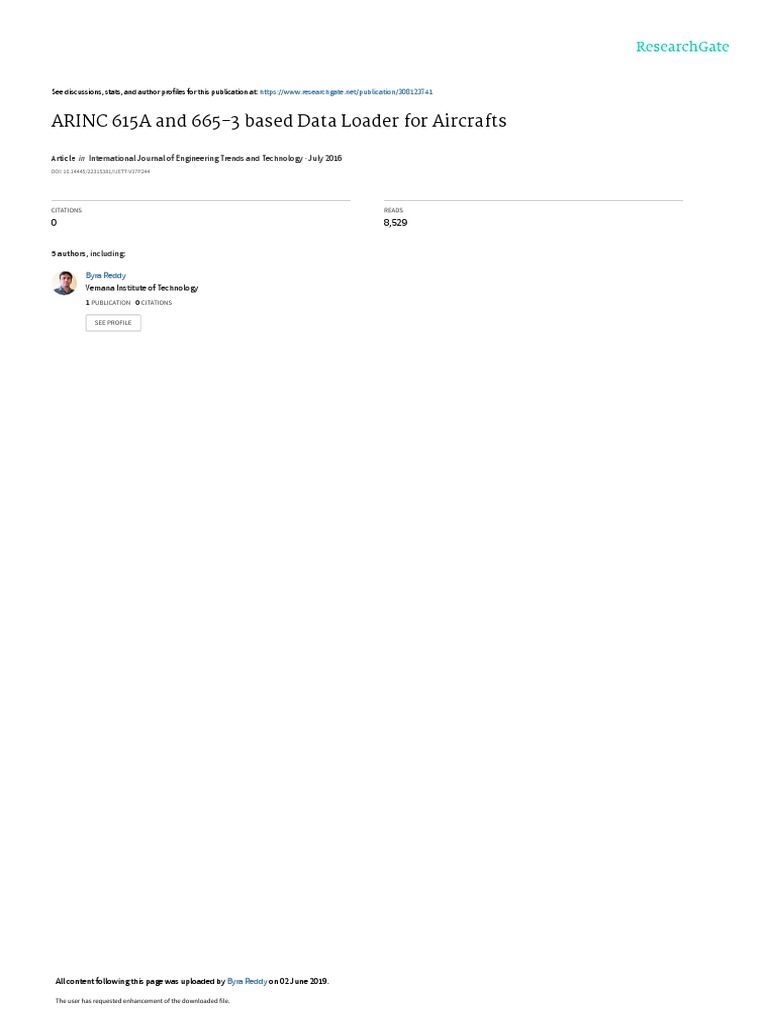 ARINC 615A and 665-3 Based Data Loader For Aircrafts | PDF | Computer ...