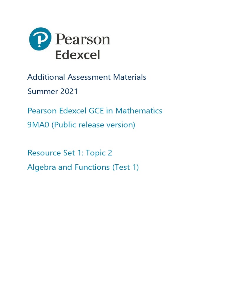 Algebra and Functions 1 QP | PDF | Educational Assessment | Equations