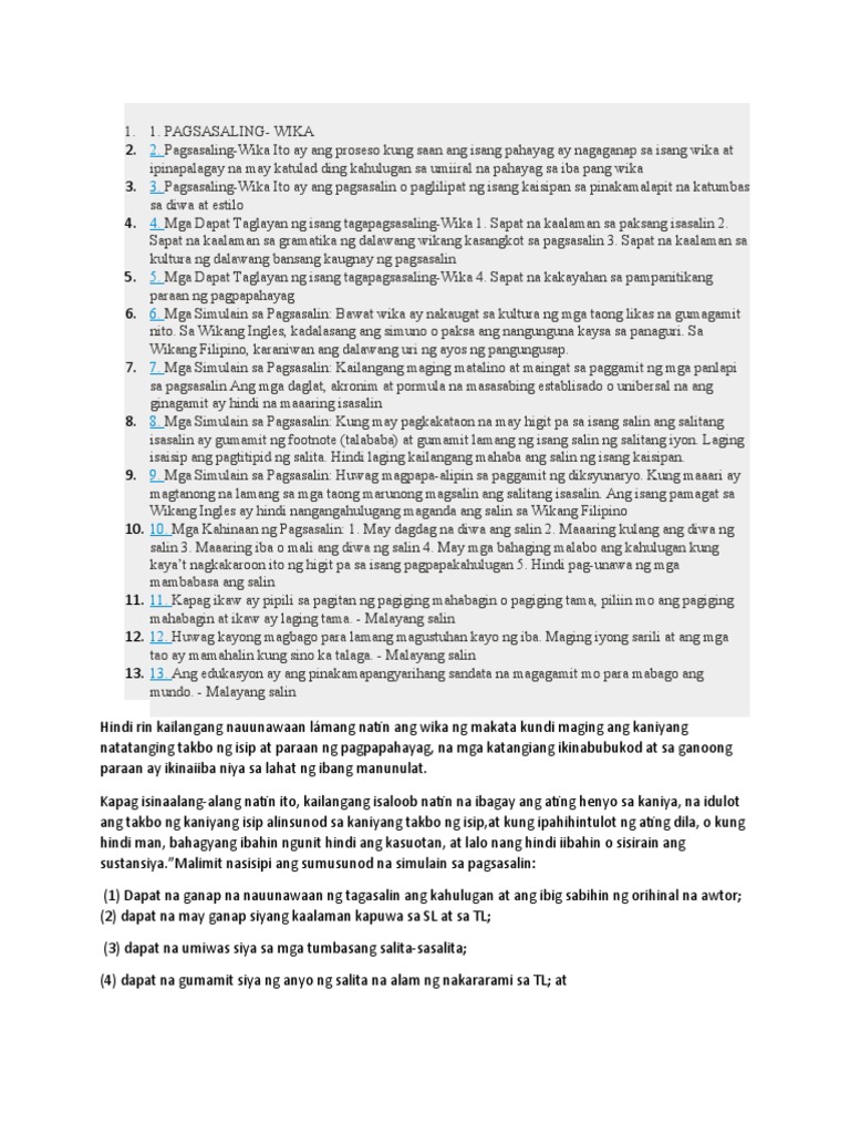 Lesson Sa Pagsasaling Wika | PDF