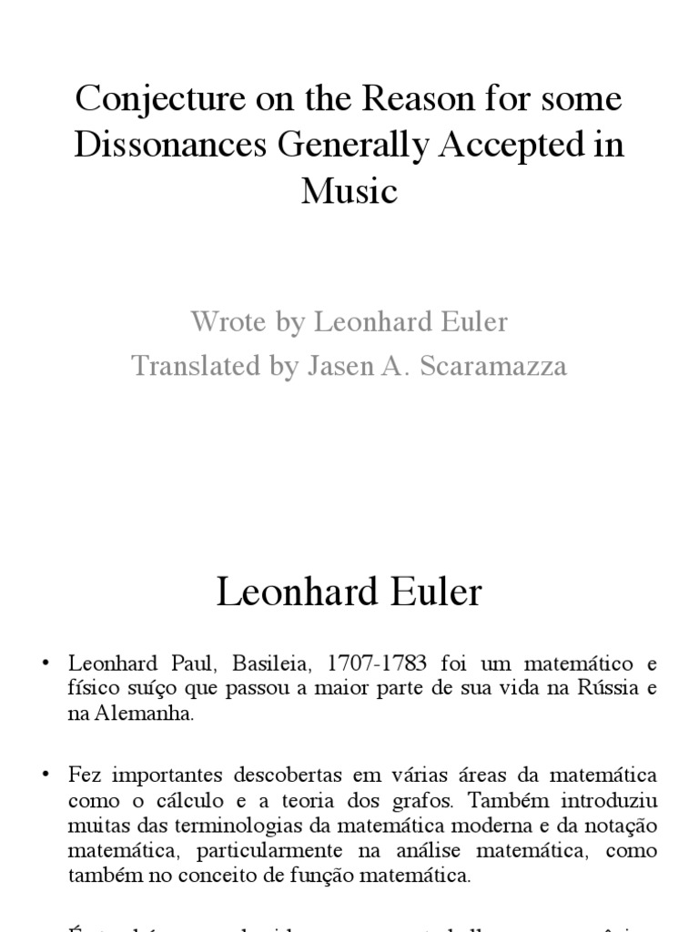 Euler's Conjecture on Reasons for Accepted Musical Dissonances | PDF ...