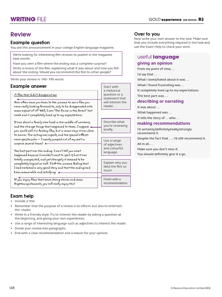 Gold Exp B2 Writing Review | PDF