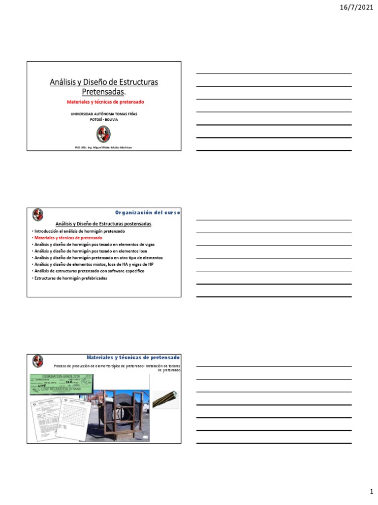 Análisis de Estructuras Pretensadas | PDF | Hormigón pretensado | Doblar